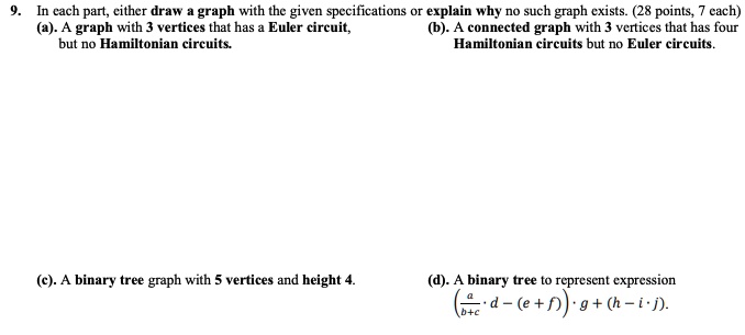 9 In Each Part Either Draw A Graph With The Given Specifications Or Explain Why No Such Graph