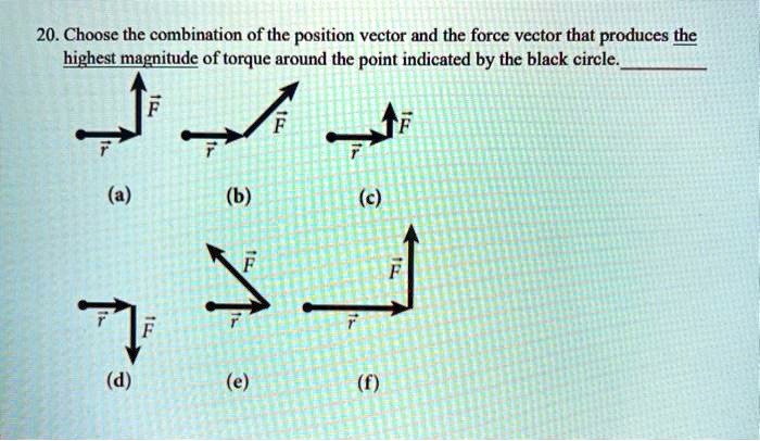 20. Choose the combination of the position vector and the force vector ...