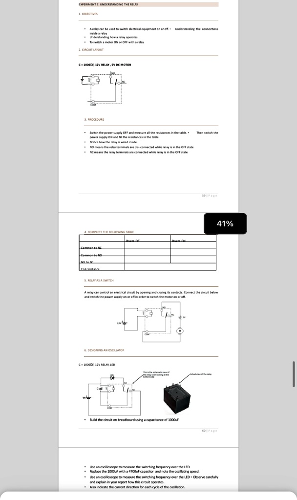 EXPERIMENT 7 1. OBJECTIVES A relay can be used to switch electrical ...