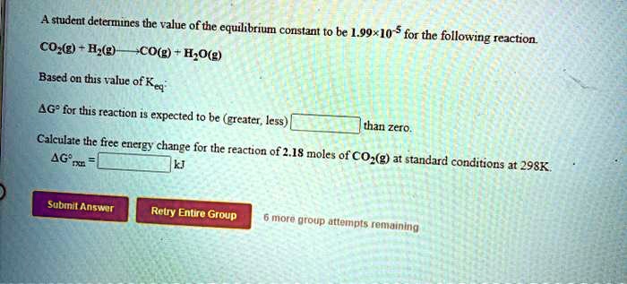 SOLVED: A student determines the value of the equilibrium constant to ...