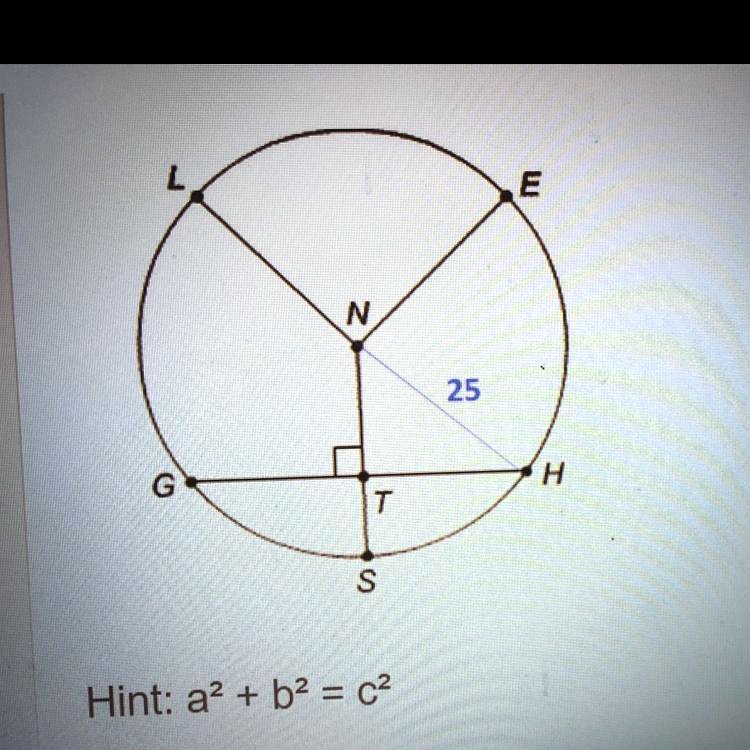 the radius of circle n measures 25 cm and gh 48 cm what is ts 14 24 9 ...