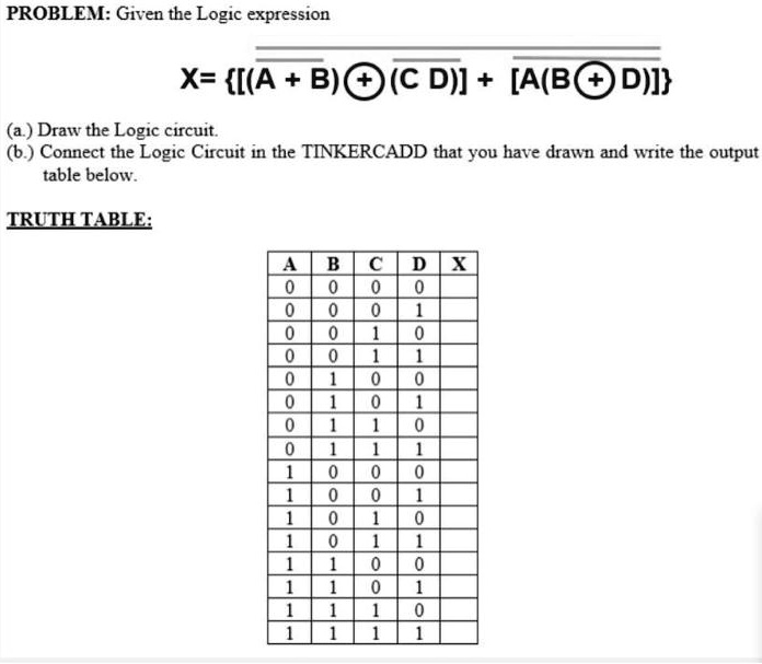 Solved Problem Given The Logic Expression X Ia B C D Ab Dj A Draw The Logic