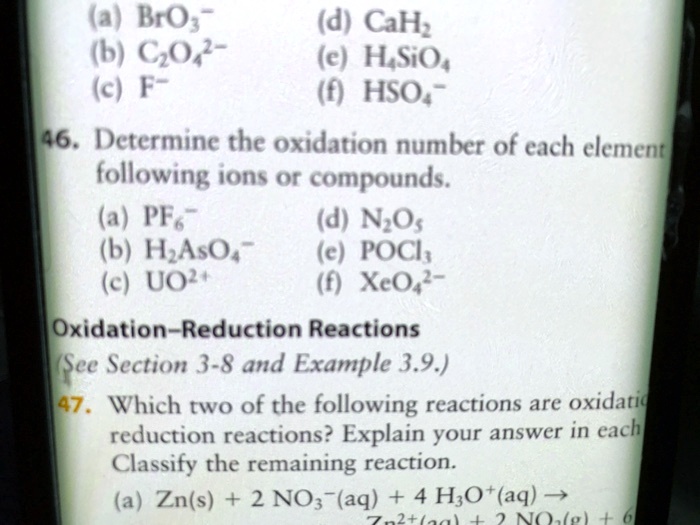 SOLVED: BrO; (6) CO4- (c) F (d) CaH2 (e) HSiO4 (6) HSO4 46. Determine ...
