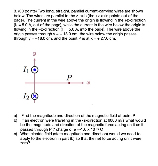 SOLVED: Two long, straight, parallel current-carrying wires are shown ...