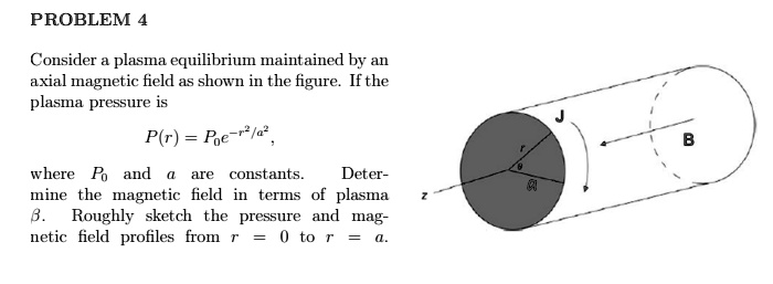 SOLVED: PROBLEM 4 Consider a plasma equilibrium maintained by an axial ...