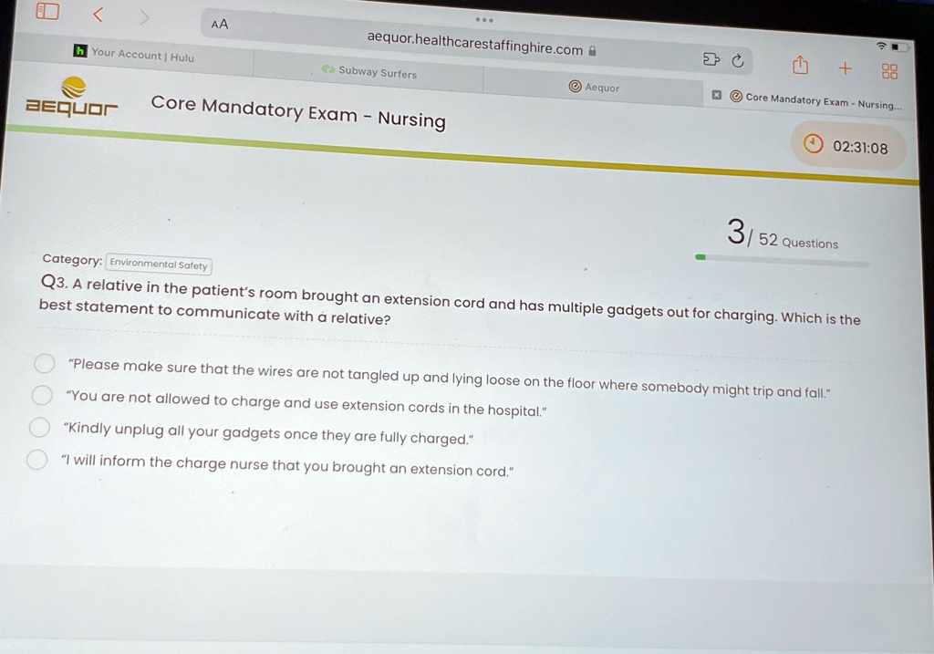 [GET ANSWER] core mandatory exam nursing 023108 352 questions category ...