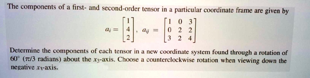 The components of a first- and second-order tensor in a particular ...
