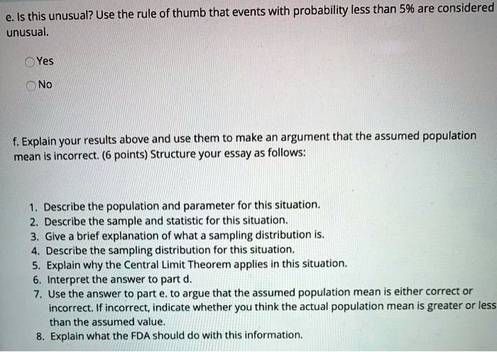 is this unusual use the rule of thumb that events with probability less than 5 are considered ...