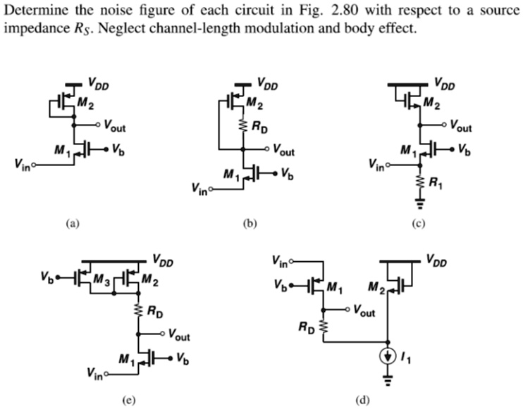 SOLVED: Determine the noise figure of each circuit in Fig. 2.80 with respect to a source ...