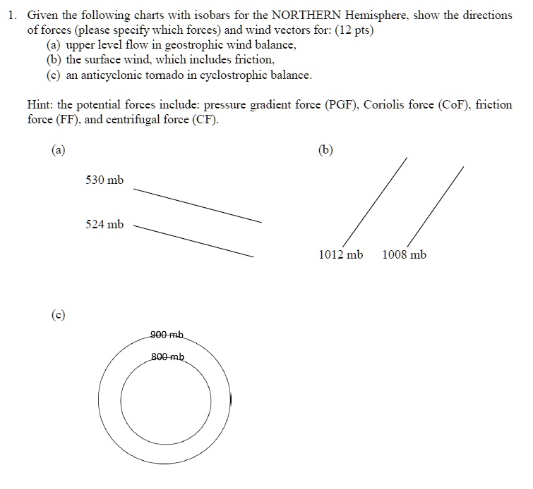 SOLVED: Given the following charts with isobars for the NORTHERN ...