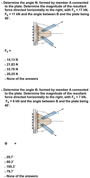SOLVED: Determine the angle 0 formed by member connected to the plate ...