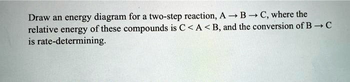 Draw an energy diagram for a two-step reaction, A→B→C, where the ...