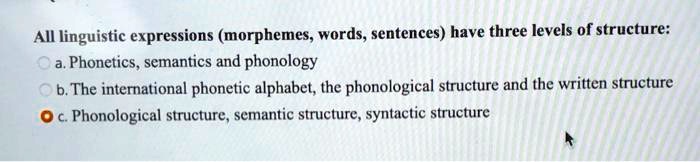 All linguistic expressions (morphemes, words, sentences) have three ...