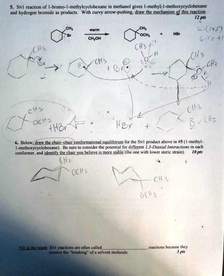 SOLVED: SNI reaction of I-bromo-2-methylcyclohexane in methanol gives 2 ...