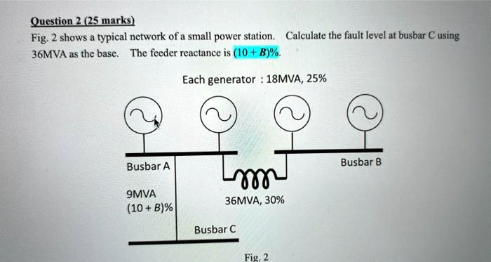 Question 2 (25 marks) Fig. 2 shows a typical network of a small power ...