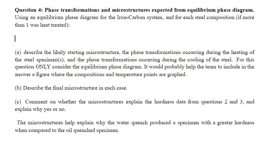 SOLVED: Question 4: Phase transformations and microstructures expected from the equilibrium ...