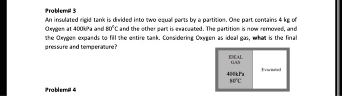 SOLVED: Problem#3 An insulated rigid tank is divided into two equal parts by a partition. One ...