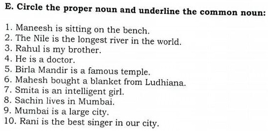 SOLVED: 'dont spam♥♥♥♥♥♥♥♥♥♥ E. Circle the proper noun and underline ...