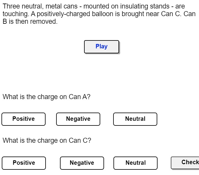SOLVED: Three neutral metal cans mounted on insulating stands are ...