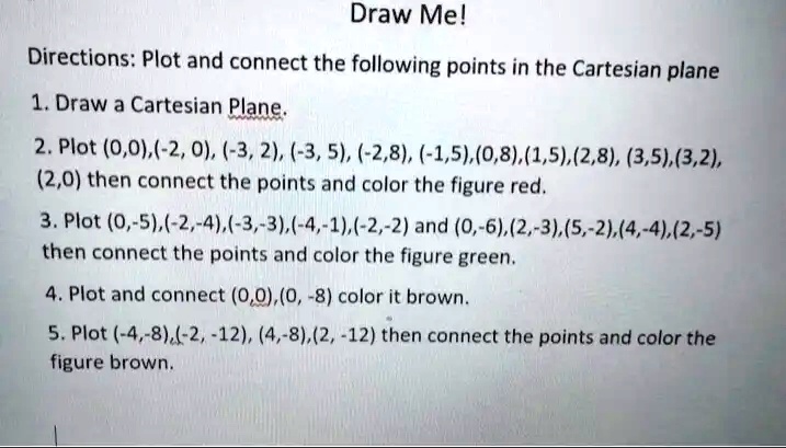 SOLVED: Draw Mel Directions: Plot and connect the following points in ... SOLVED: Draw Mel Directions: Plot and connect the following points in ...