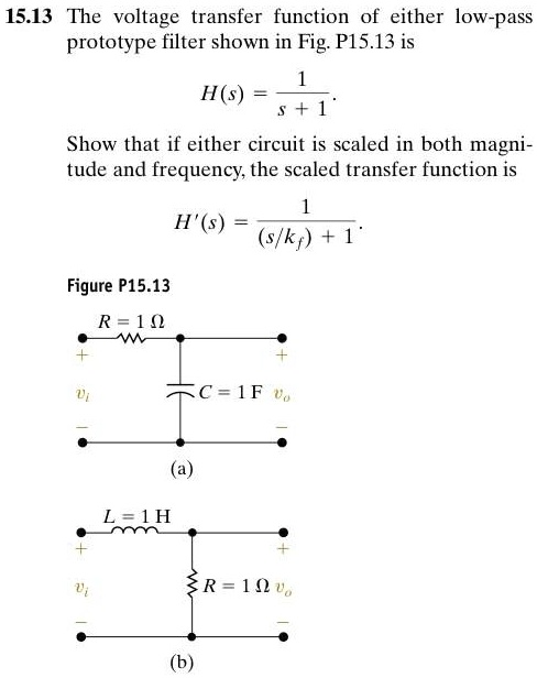 SOLVED: 15.13 The voltage transfer function of either low-pass ...