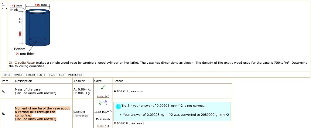 SOLVED: mm thick 115 mm Bottom mm thick Ciaudis Rawn Mlaces following ...