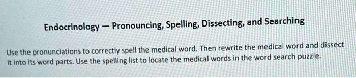 SOLVED: Endocrinology: Pronouncing, Spelling, Dissecting, and Searching ...