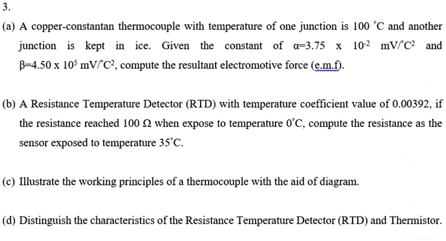 (a) A copper-constantan thermocouple with a temperature of one junction ...