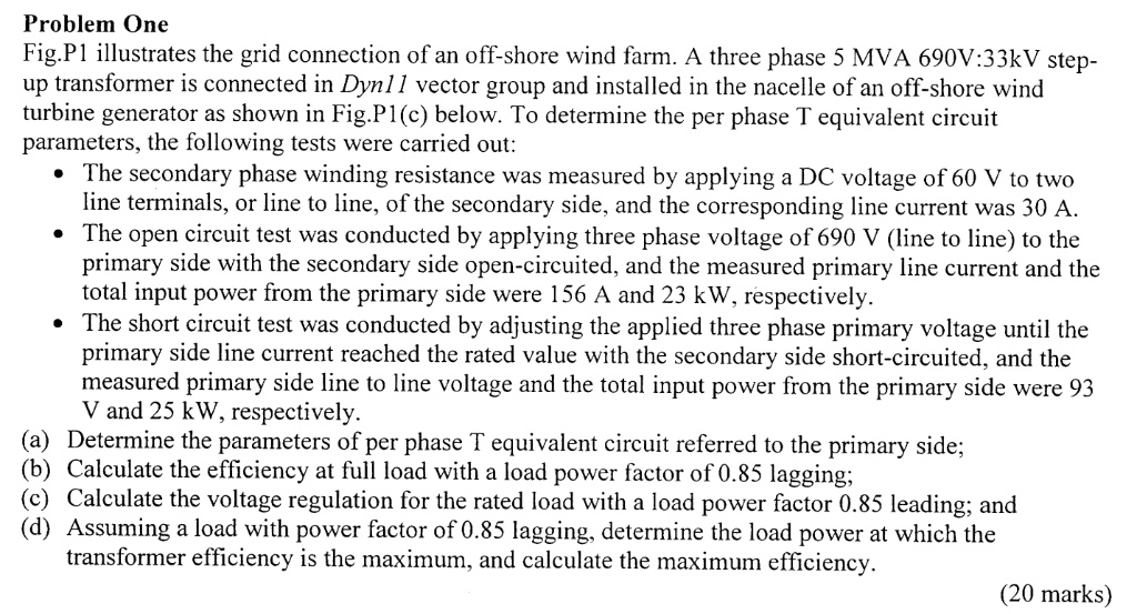 SOLVED: Problem One Fig.P1 illustrates the grid connection of an ...