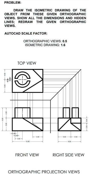 Draw this problem. Dimension text height 0.4. GIVE (DWG FILE) OF THIS PROBLEM: DRAW THE ...