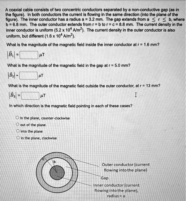 SOLVED: A coaxial cable consists of two concentric conductors separated ...