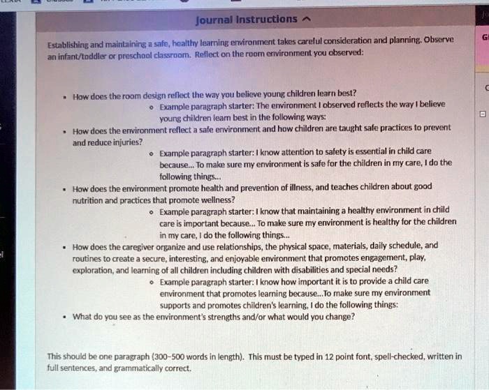 journal instructions establishing and maintaining a safehealthy ...