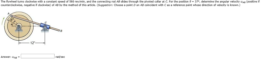 SOLVED: The flywheel turns clockwise with a constant speed of 580 rev ...
