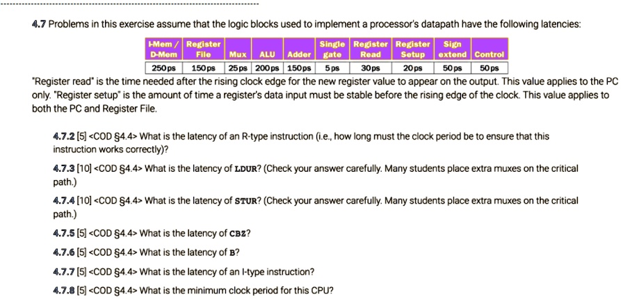 47 Problems In This Exercise Assume That The Logic Blocks Used To Implement Processors Datapath