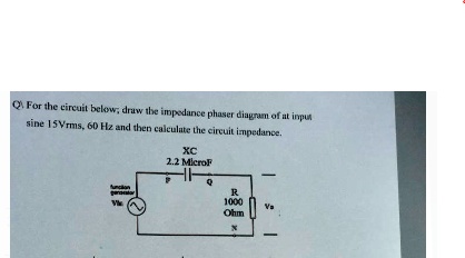 SOLVED: Urgent!!!! For the circuit below, draw the impedance phasor diagram of an input sine ...