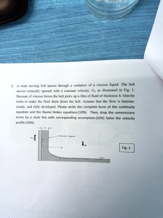 SOLVED: 1.A wide moving belt passes through a container of a viscous ...