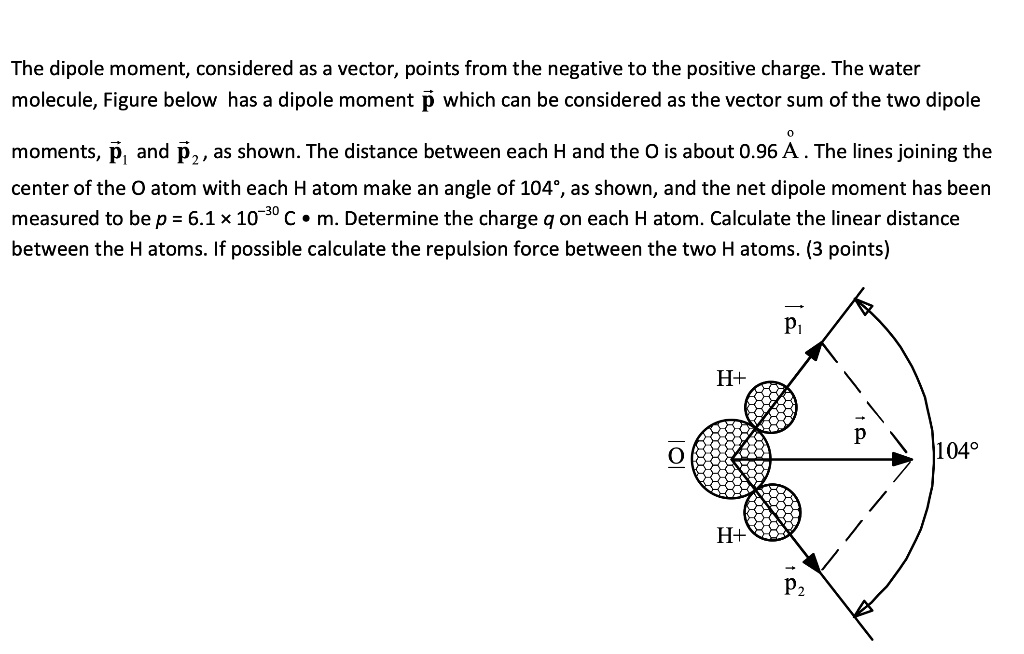 The dipole moment, considered as a vector, points from the negative to ...