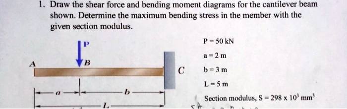 SOLVED: Draw the shear force and bending moment diagrams for the ...