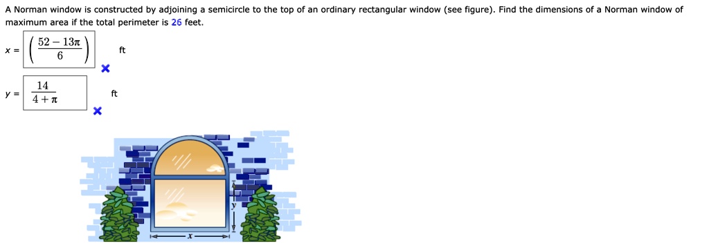 SOLVED: A Norman window is constructed by adjoining a semicircle to the ...