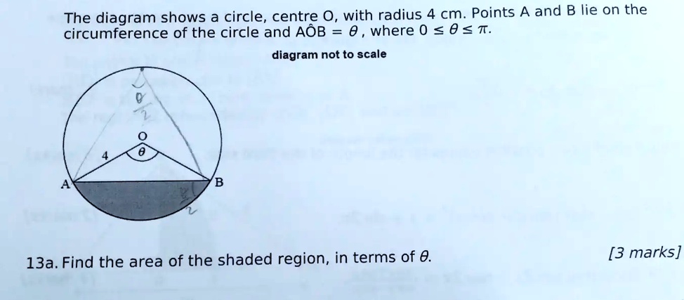 SOLVED: The diagram shows a circle, center O, with radius 4 cm. Points ...