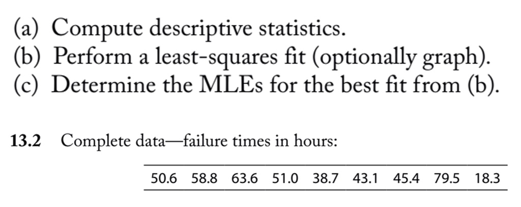 SOLVED: Compute descriptive statistics Perform a least-squares fit (optionally graph) Determine ...