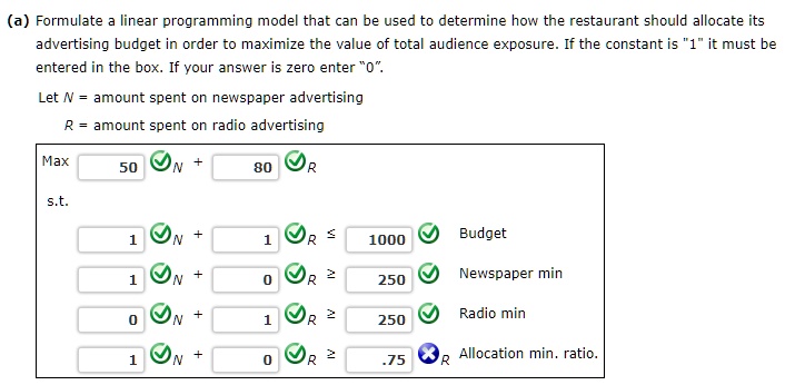 A Formulate Linear Programming Model That Can Be Used To Determine How The Restaurant Should