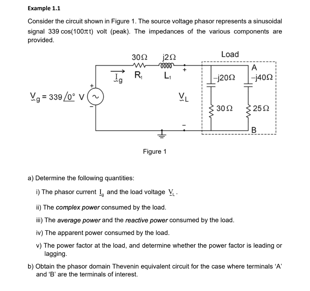example 11 consider the circuit shown in figure 1 the source voltage phasor represents a ...