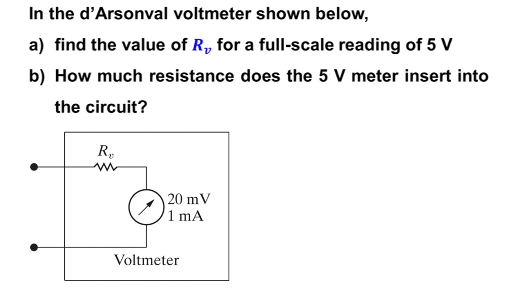 In the d'Arsonval voltmeter shown below, a) find the value of Rv for a ...