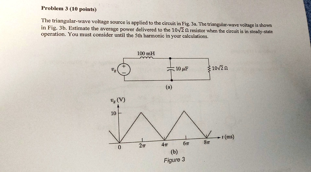Problem 3 (10 points) The triangular-wave voltage source is applied to the circuit in Fig. 3a ...