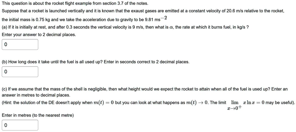SOLVED:This question is about the rocket flight example from section 3. ...