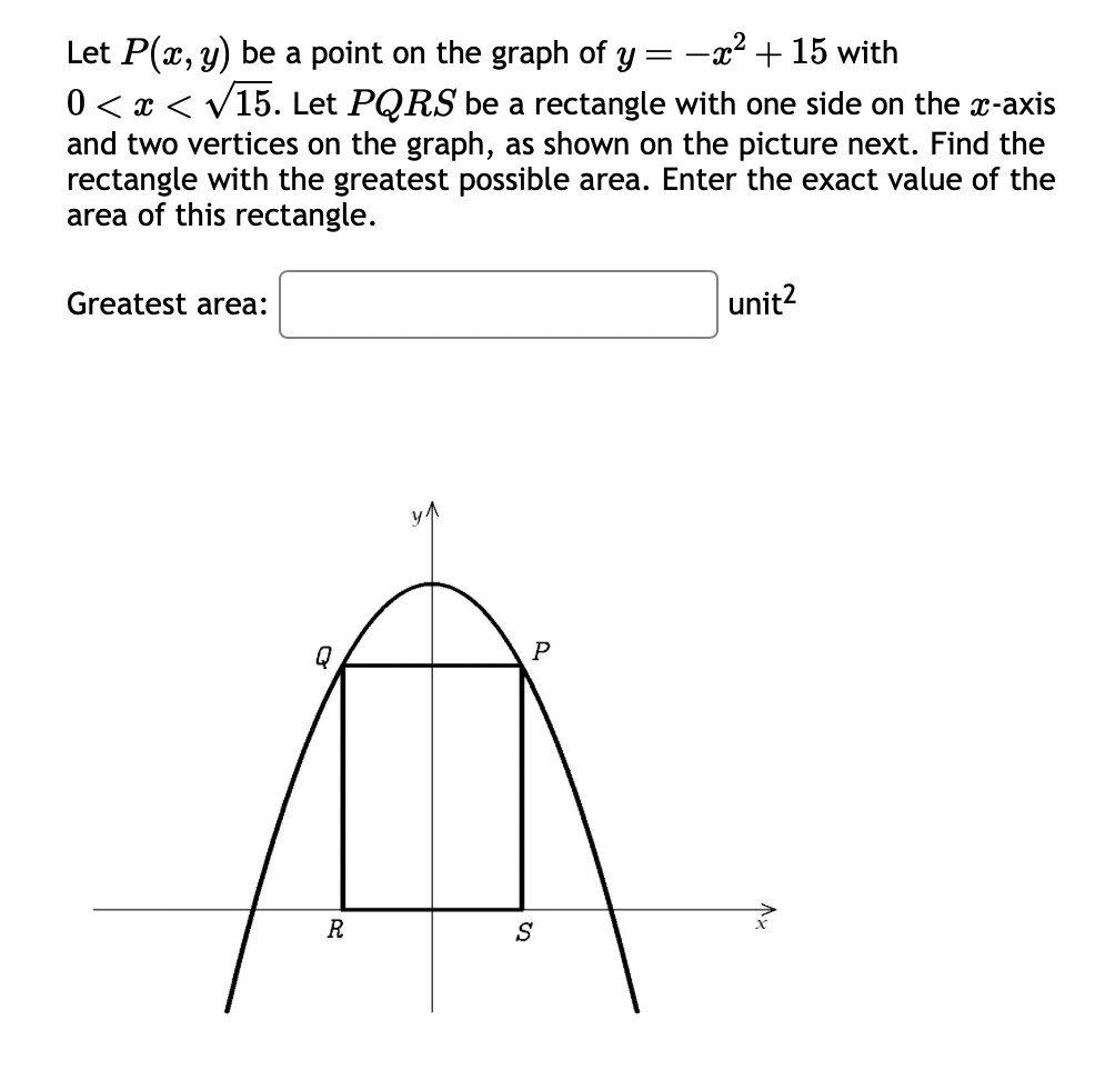 Let P(,y) be a point on the graph of y = -2 + 15 with 0