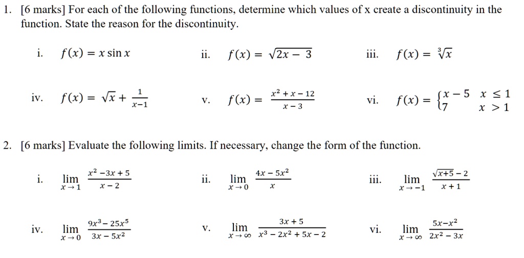 SOLVED: [6 marks] For each of the following functions, determine which ...