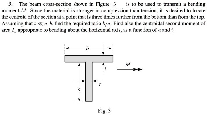 SOLVED: The beam cross-section shown in Figure 3 is to be used to ...