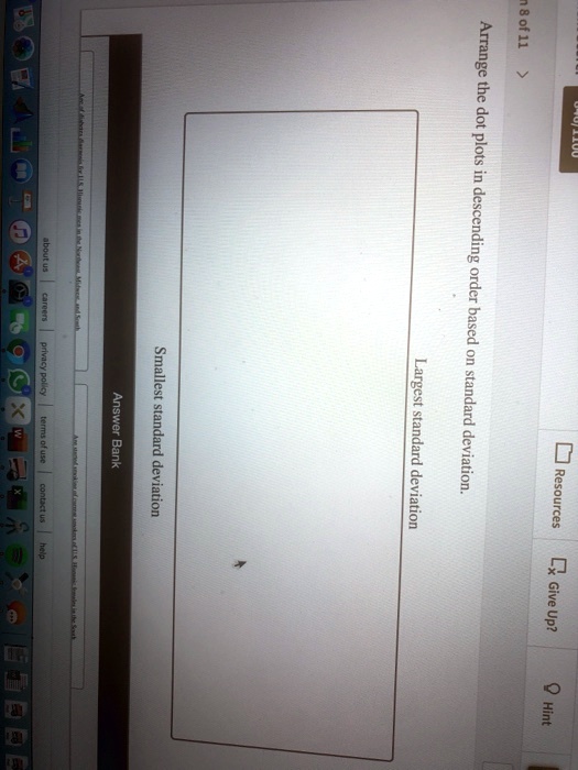Arrange the dot plots in descending order based on standard deviation. Largest standard ...